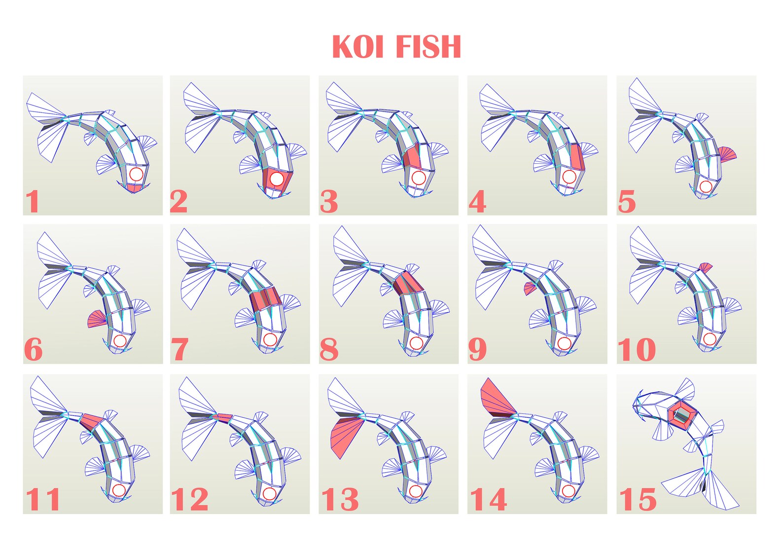 Papercraft Koi Fish Yin and Yang, Digital Template, Origami, PDF ...