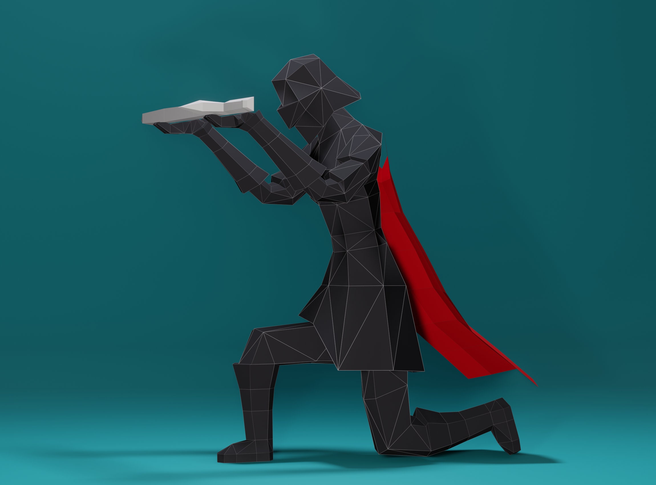 Papercraft 3x Knights, SVG, PDF, Low Poly Papercraft Cavalier, Paper ...