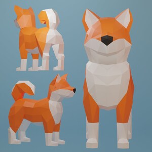X3 Papercraft Dog Shiba Inu, SVG, PDF, Dxf Paper Craft Dog Model, Shiba ...