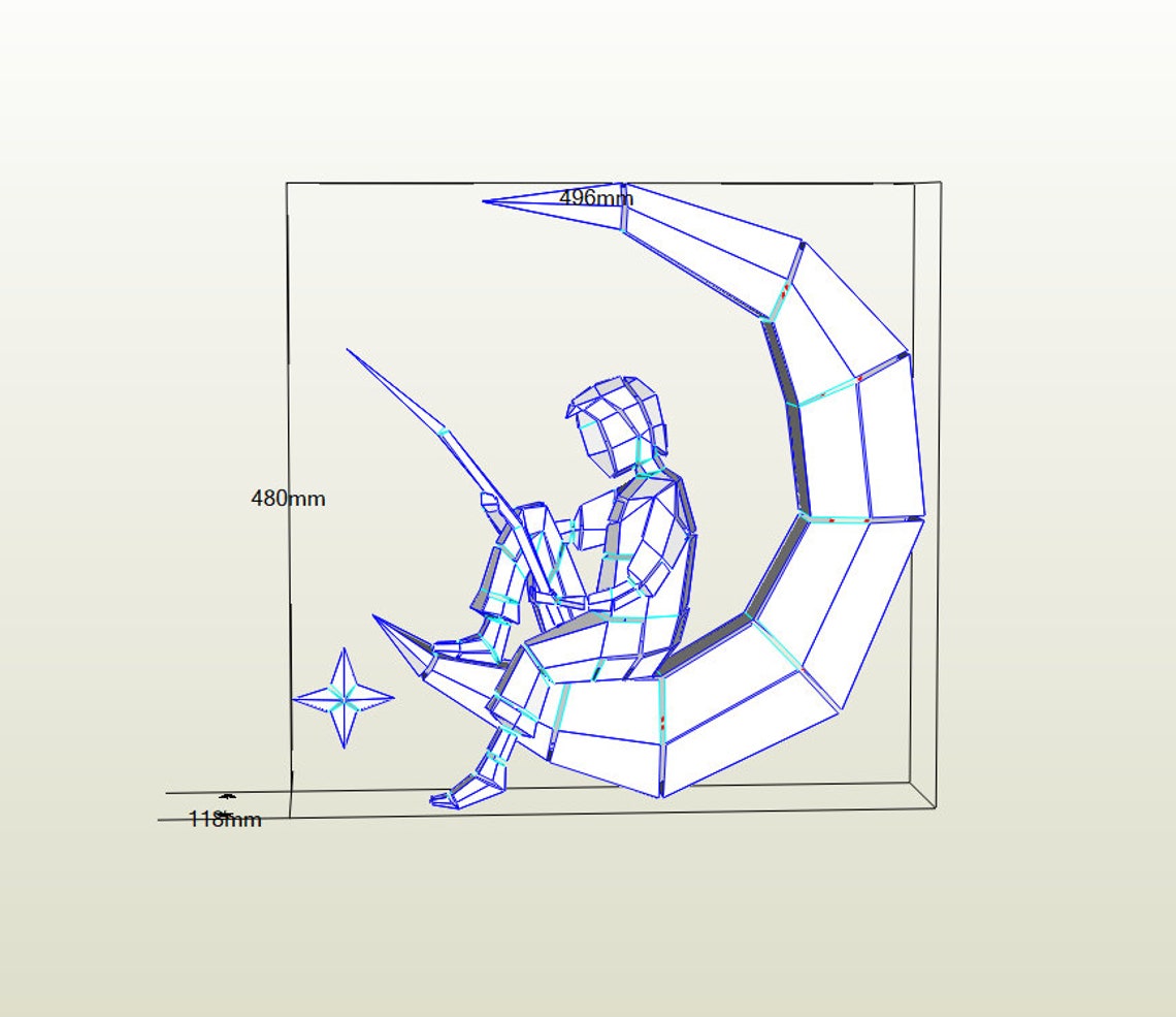 Papercraft the Boy on the Moon Papercraft Low Poly BOY MOON - Etsy