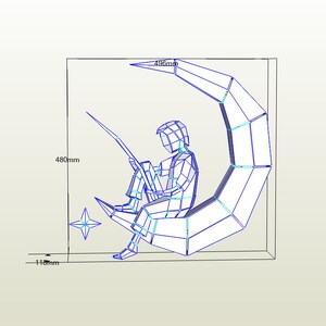 Papercraft the Boy on the Moon , Papercraft Low Poly BOY MOON STARS ...