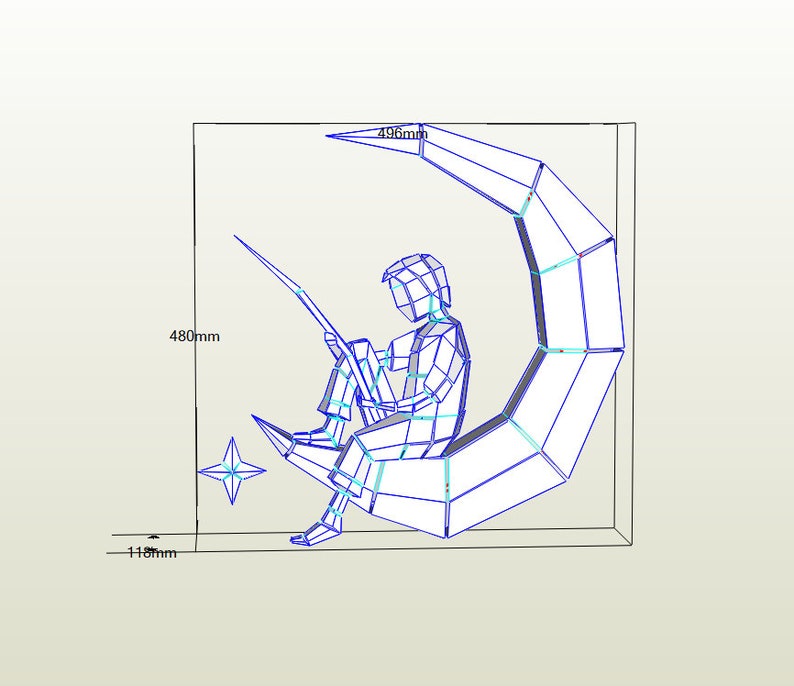 Papercraft the Boy on the Moon Papercraft Low Poly BOY MOON - Etsy