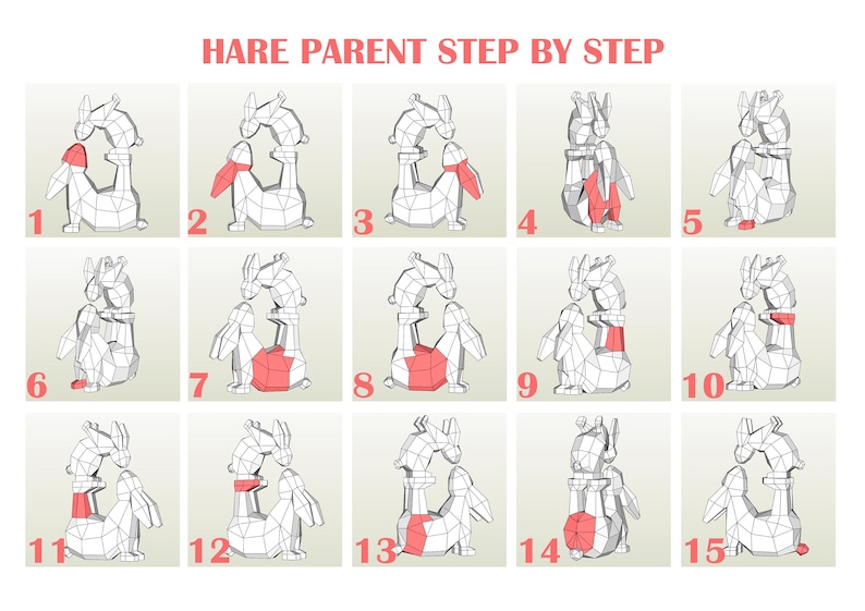 Papercraft Rabbit SVG PDF. Paper Craft Rabbit Model Rabbit - Etsy