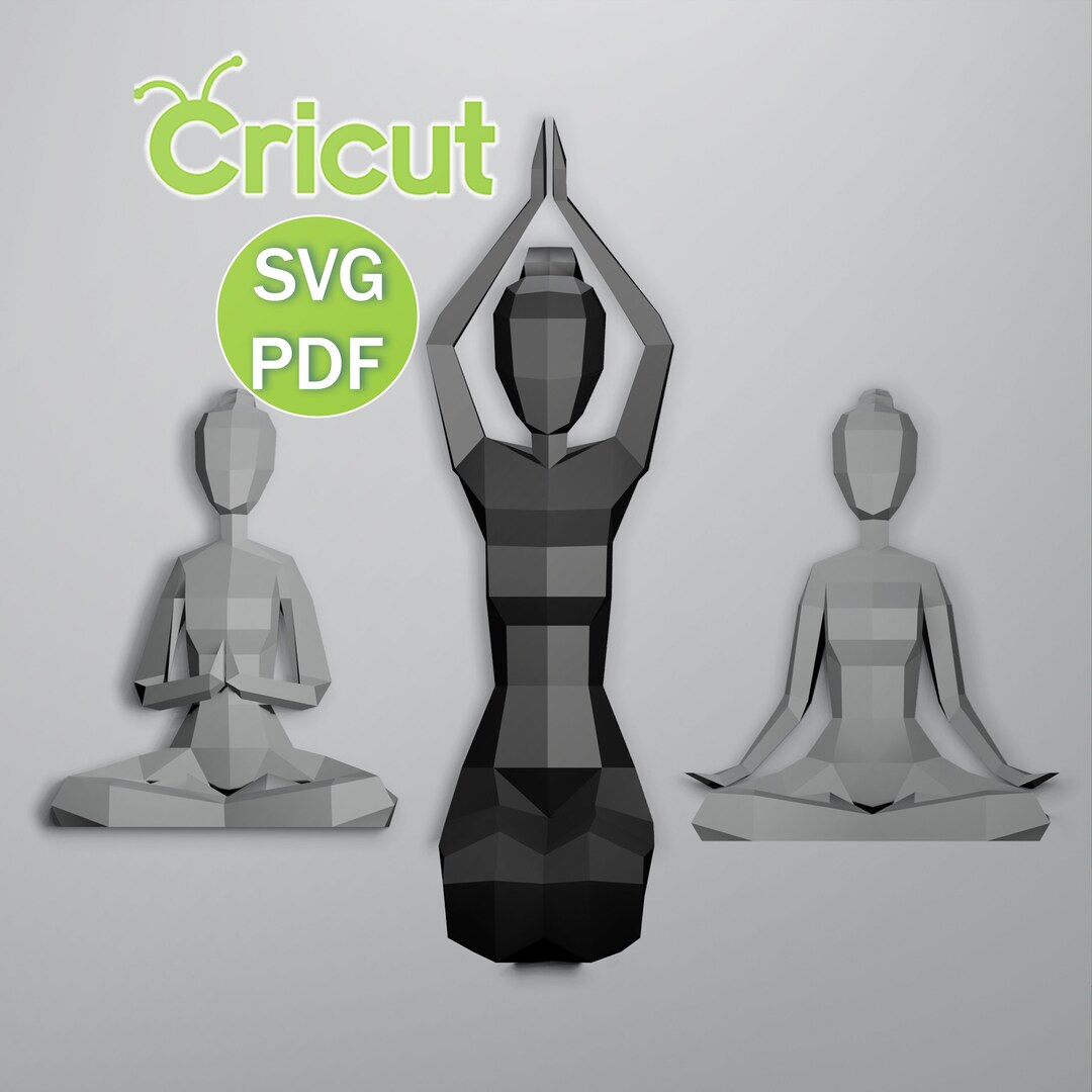 Yogi Papercraft 3D Decor Sculpture, SVG, PDF, Low Poly Yogi Women, DIY ...