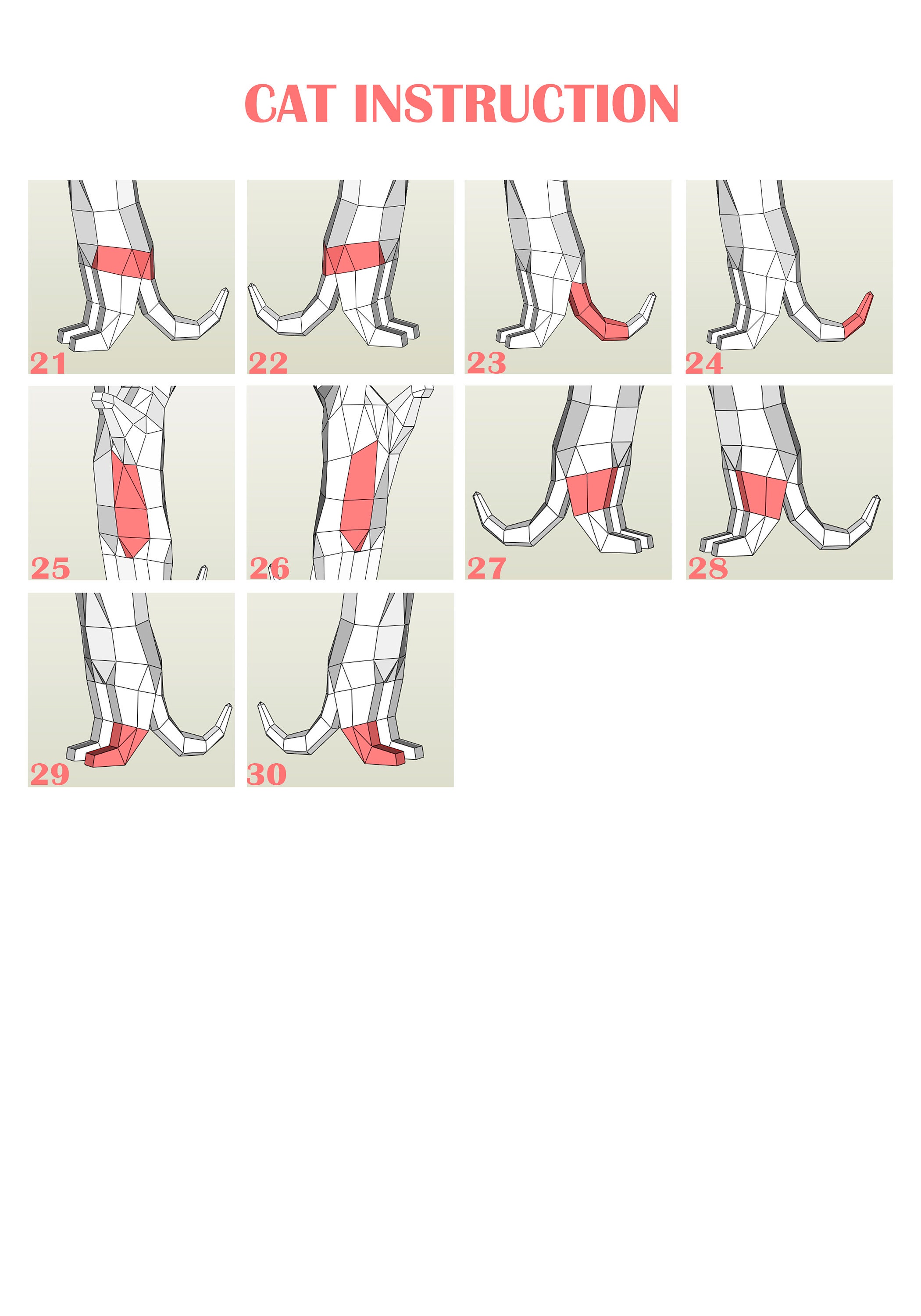 Cat Papercraft 3D PDF SVG DXF Template Papercraft Animals - Etsy