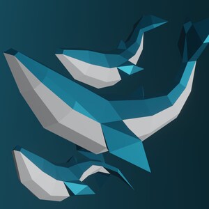 Low Poly Whale Model and BABY Calf, Pdf,svg Create Your Own 3D ...