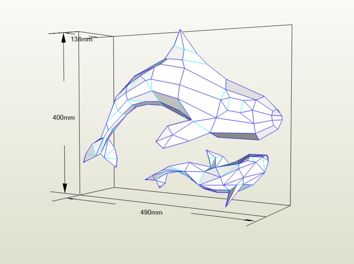 ORCA and Baby-orca, Paper Craft ORCA Whale , Paper Craft Template ...