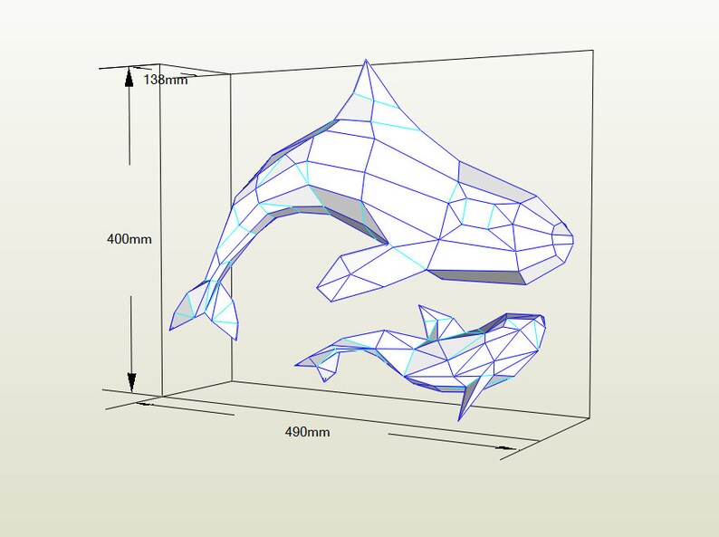 ORCA and Baby-orca Paper Craft ORCA Whale Paper Craft - Etsy