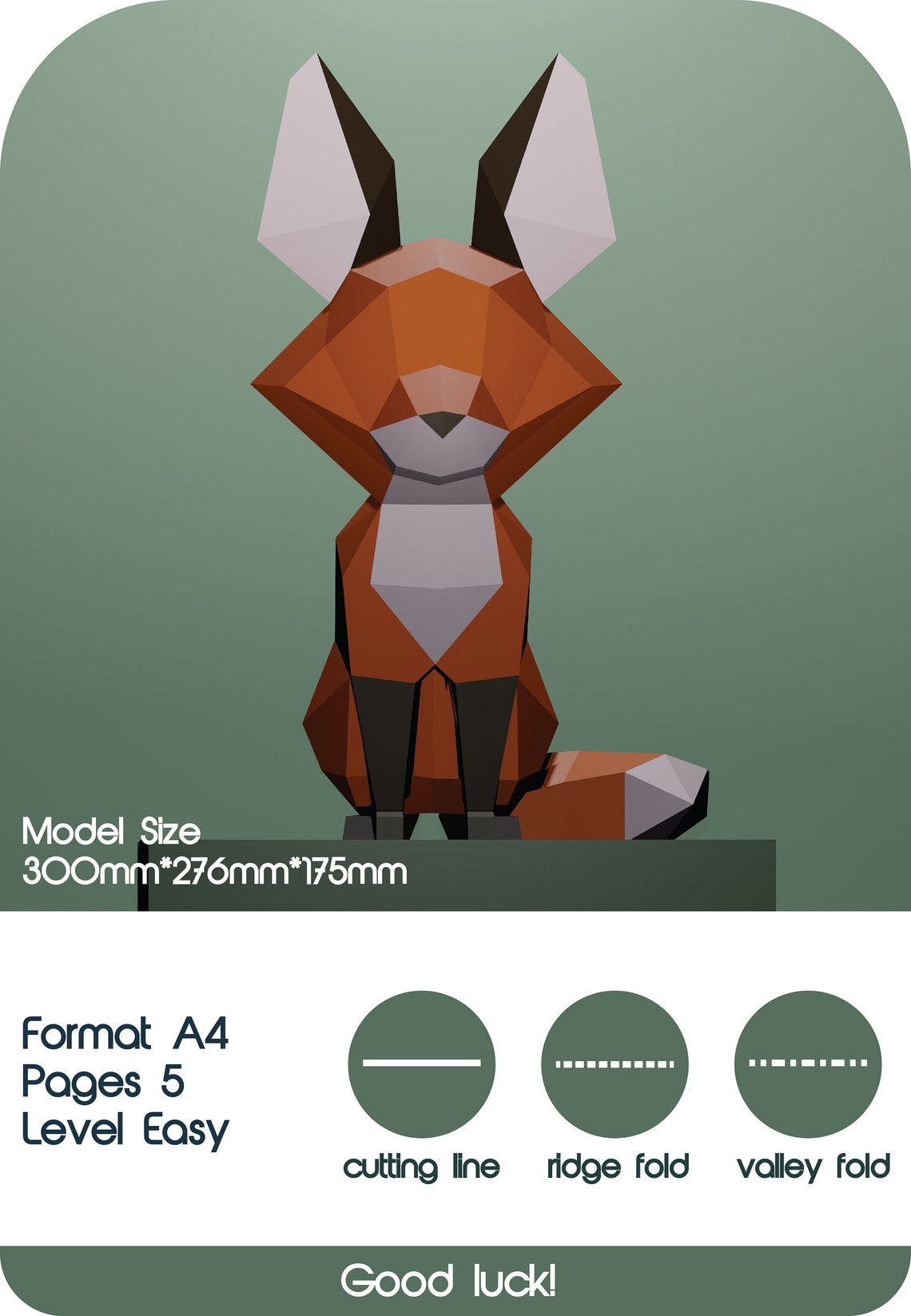 Papercraft Fox Cute Fox Digital Patterns Low Poly - Etsy