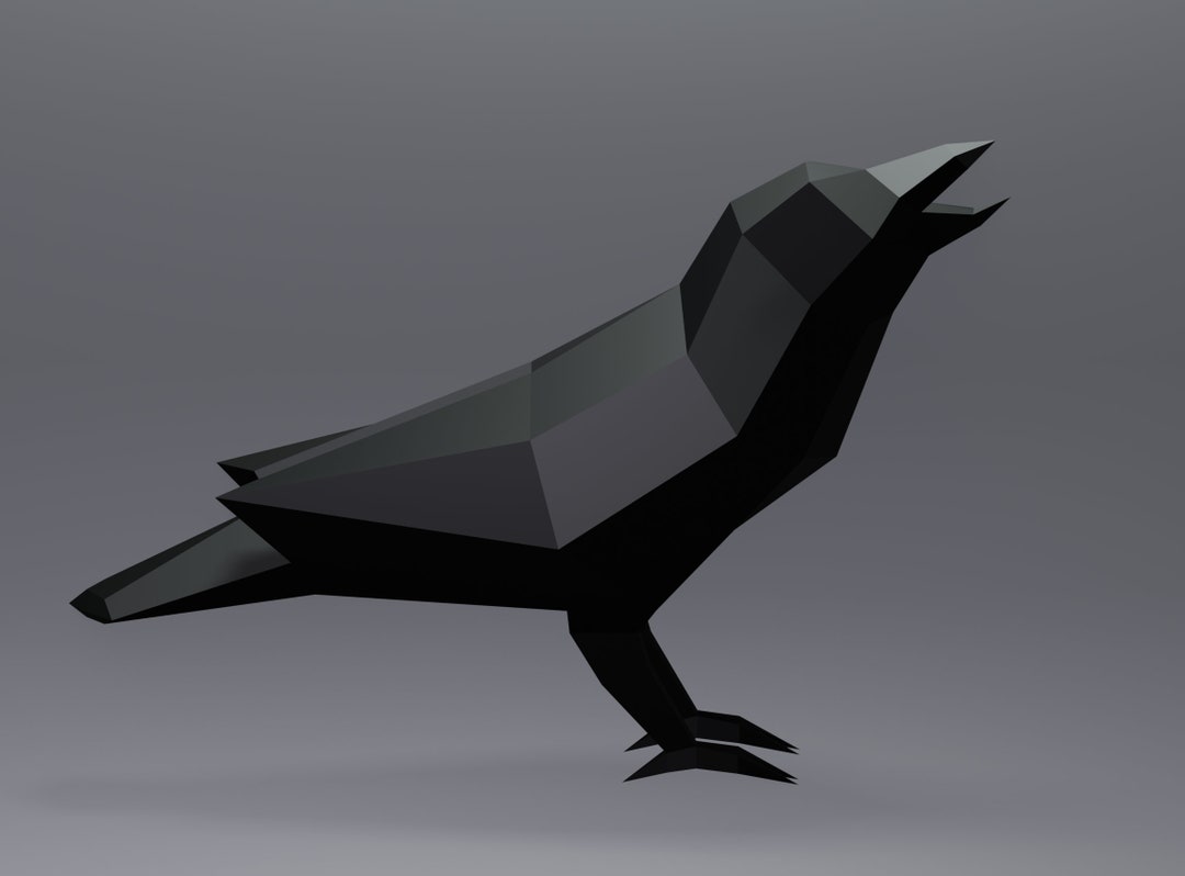 Raven Papercraft, Raven, SVG, PDF Template, Paper Statue, Crow 3D Low ...