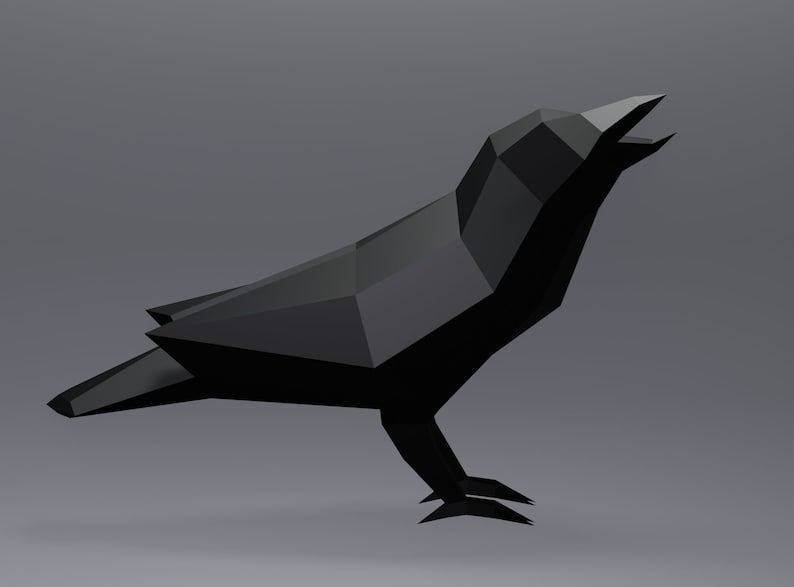 Raven Papercraft, Raven, SVG, PDF Template, Paper Statue, Crow 3D Low ...