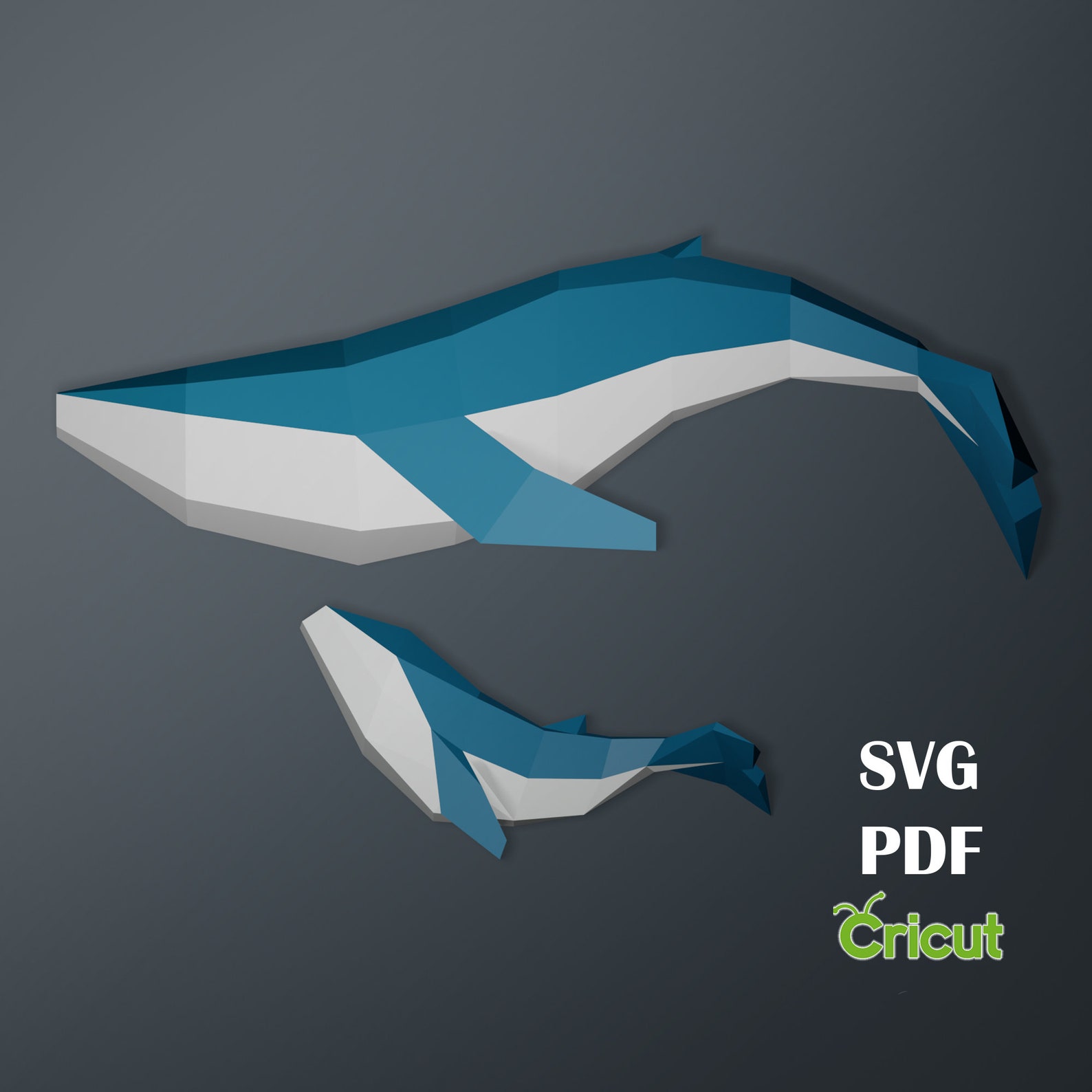 Papercraft Whale and Baby-whale SVG PDF Cricut Paper Craft - Etsy