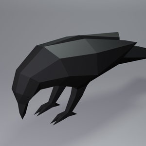 Raven Papercraft, Raven, SVG, PDF Template, Paper Statue, Crow 3D Low ...
