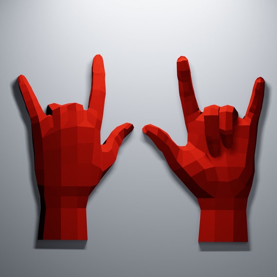 Hand Papercraft PDF-SVG Rock and Roll 3D Hand Papercraft - Etsy Australia