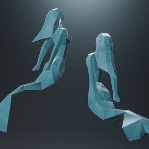 Mermaids Papercraft 3D Sculpture, PDF, SVG, DXF Papercraft Women Hang ...