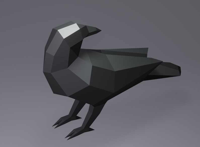 Raven Papercraft Raven SVG PDF Template Paper Statue Crow - Etsy