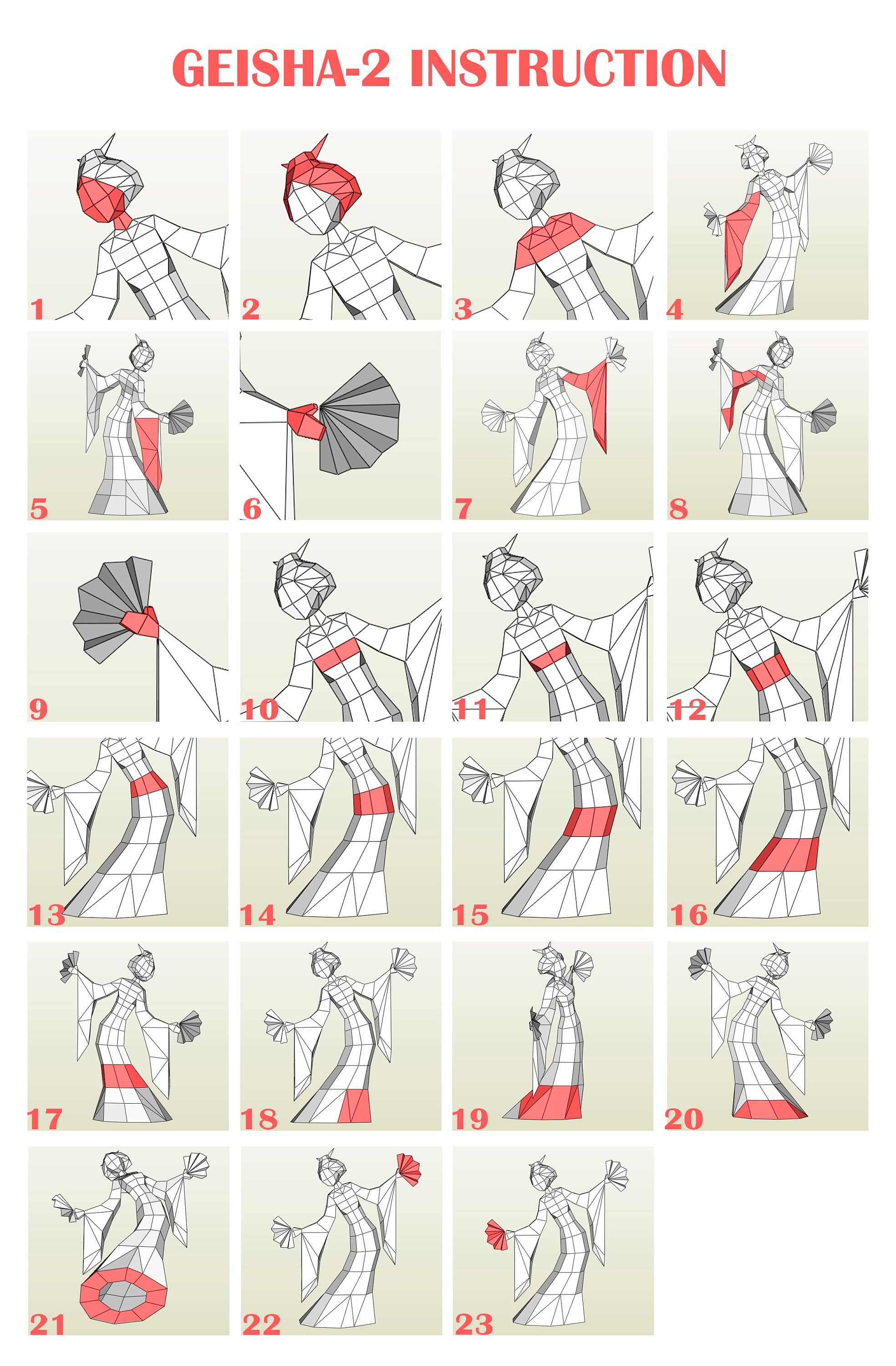 Papercraft Geisha 1 Japanese Woman SVG DXF PDF Low Poly - Etsy Canada