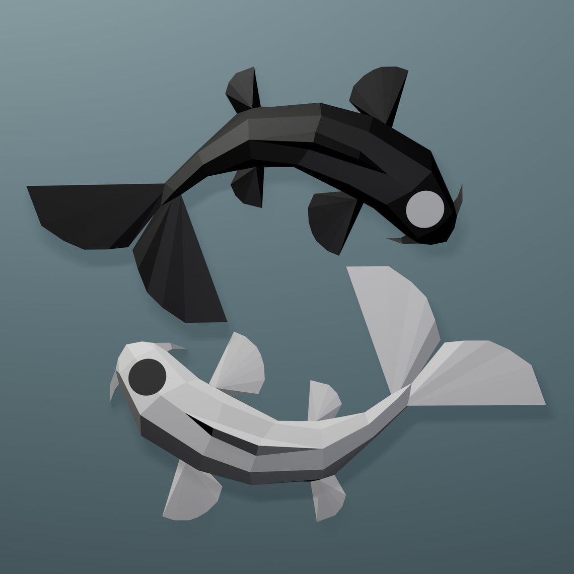 Papercraft Koi Fish Yin and Yang, Digital Template, Origami, PDF ...
