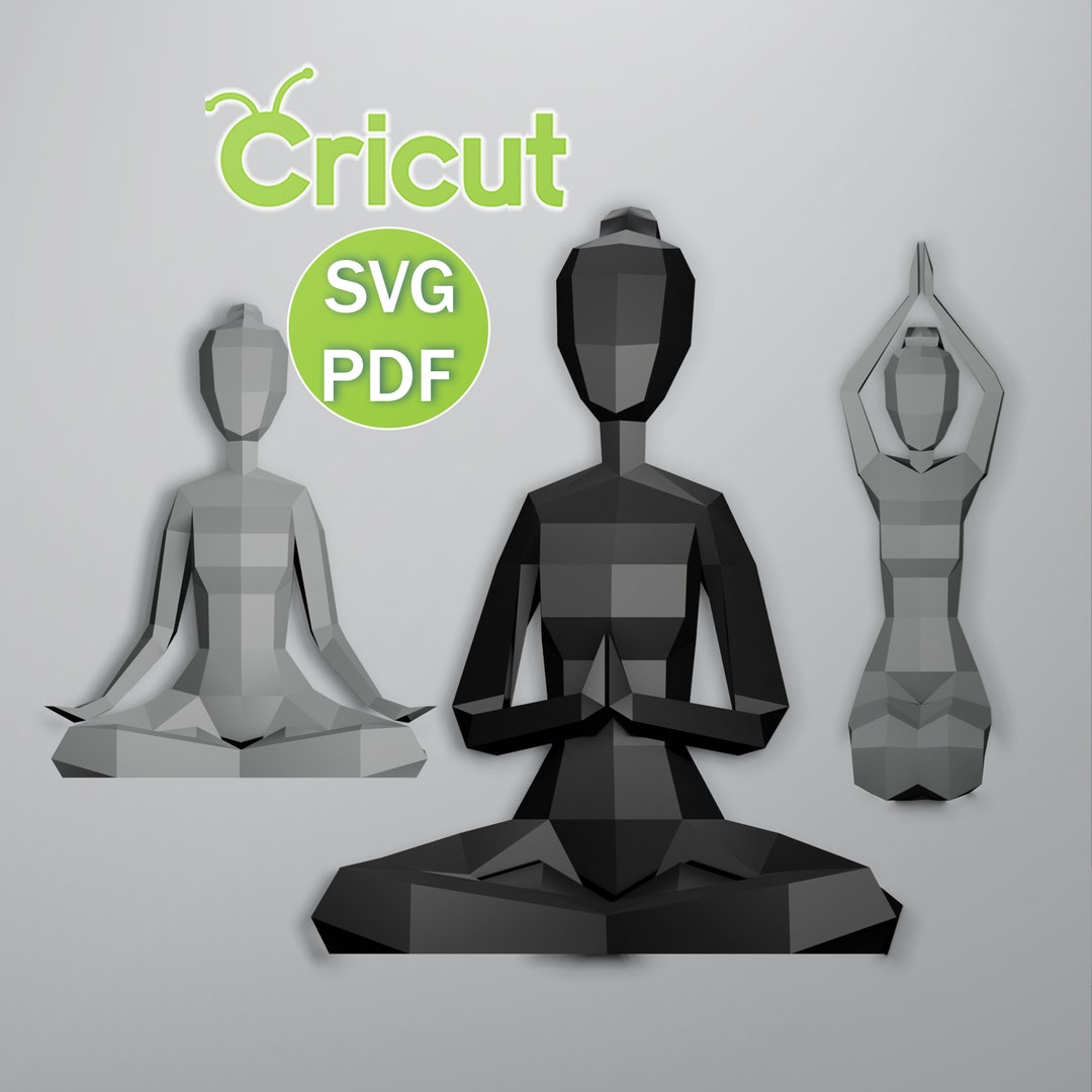 Yogi Papercraft 3D Decor Sculpture, SVG, PDF, Low Poly Yogi Women, DIY ...