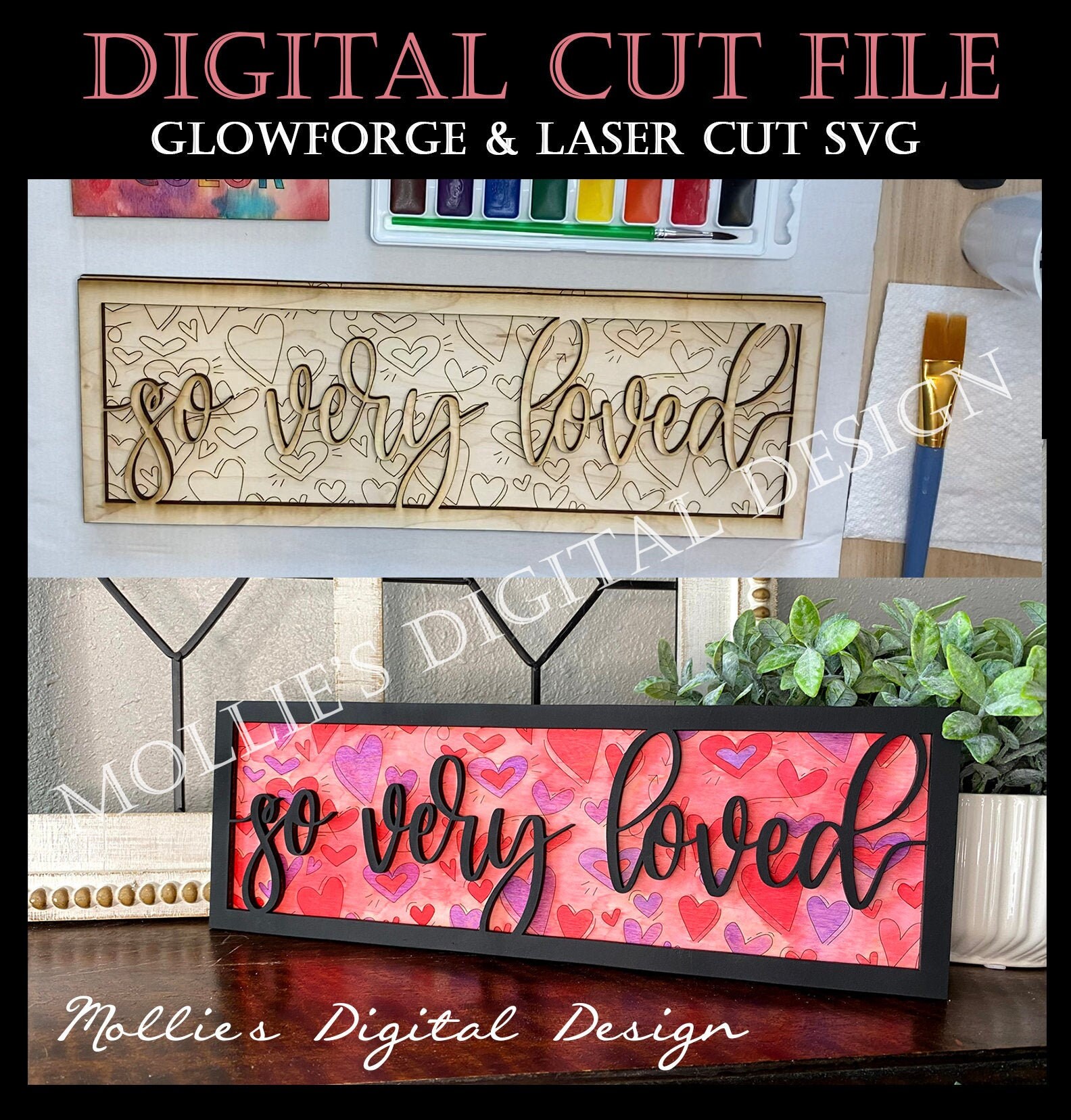 Glowforge File Laser SVG File so Very Loved Valentine - Etsy