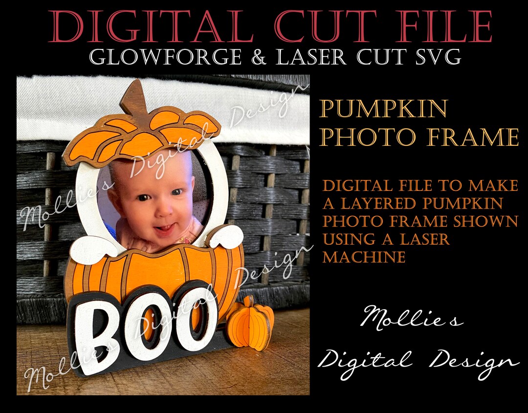 Pumpkin Photo Frame SVG | Digital Laser Cut File | Halloween Paint Kit ...