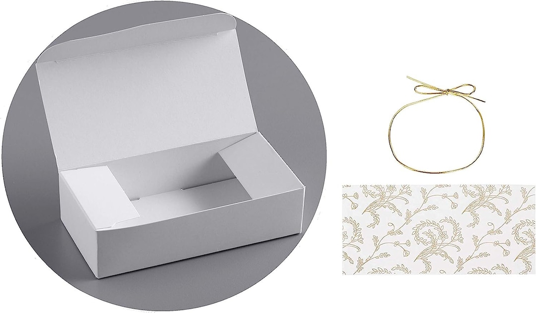 Oasis Supply, 1-piece White Candy Boxes - Kit Includes Box, Pad & Gold Stretch Loop Ribbons - 12 ...