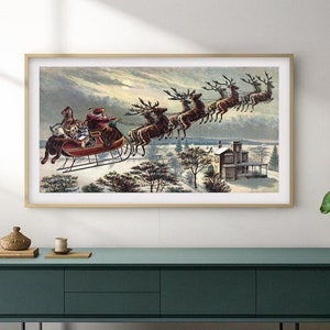 Vintage Santa & Reindeer, Samsung Frame TV Art Christmas, Frame TV Art ...