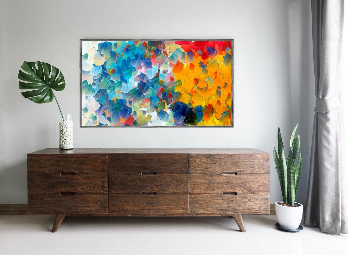 Abstract Samsung Frame TV Art With Primary Colors Frame TV - Etsy