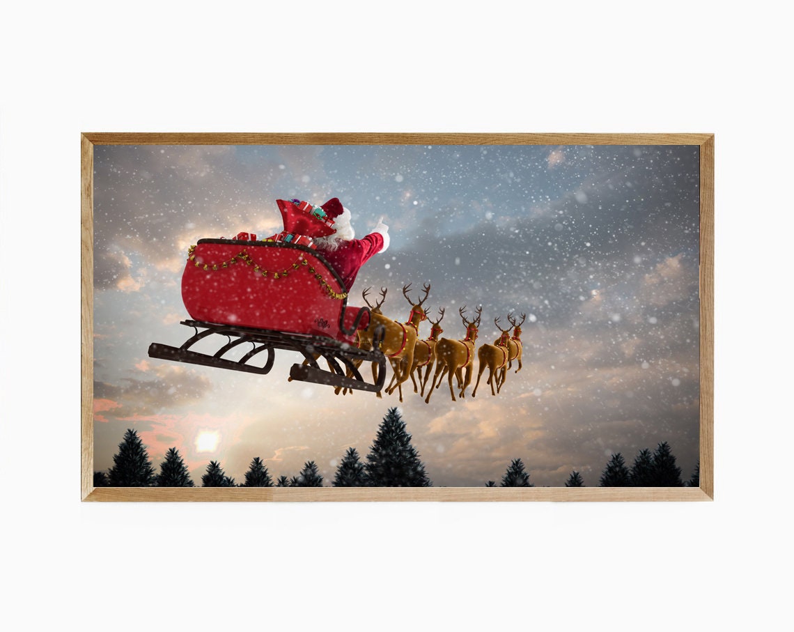 Samsung Frame TV Art Christmas Santa With Reindeer Frame TV - Etsy