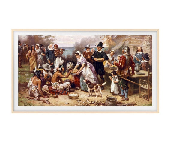 Pilgrims And Indians First Thanksgiving