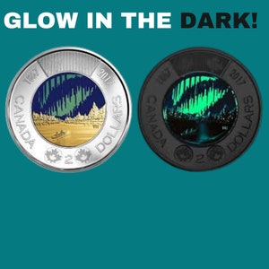 Northern Lights Canadian Toonie | Glow in the Dark Coloured Coin ...