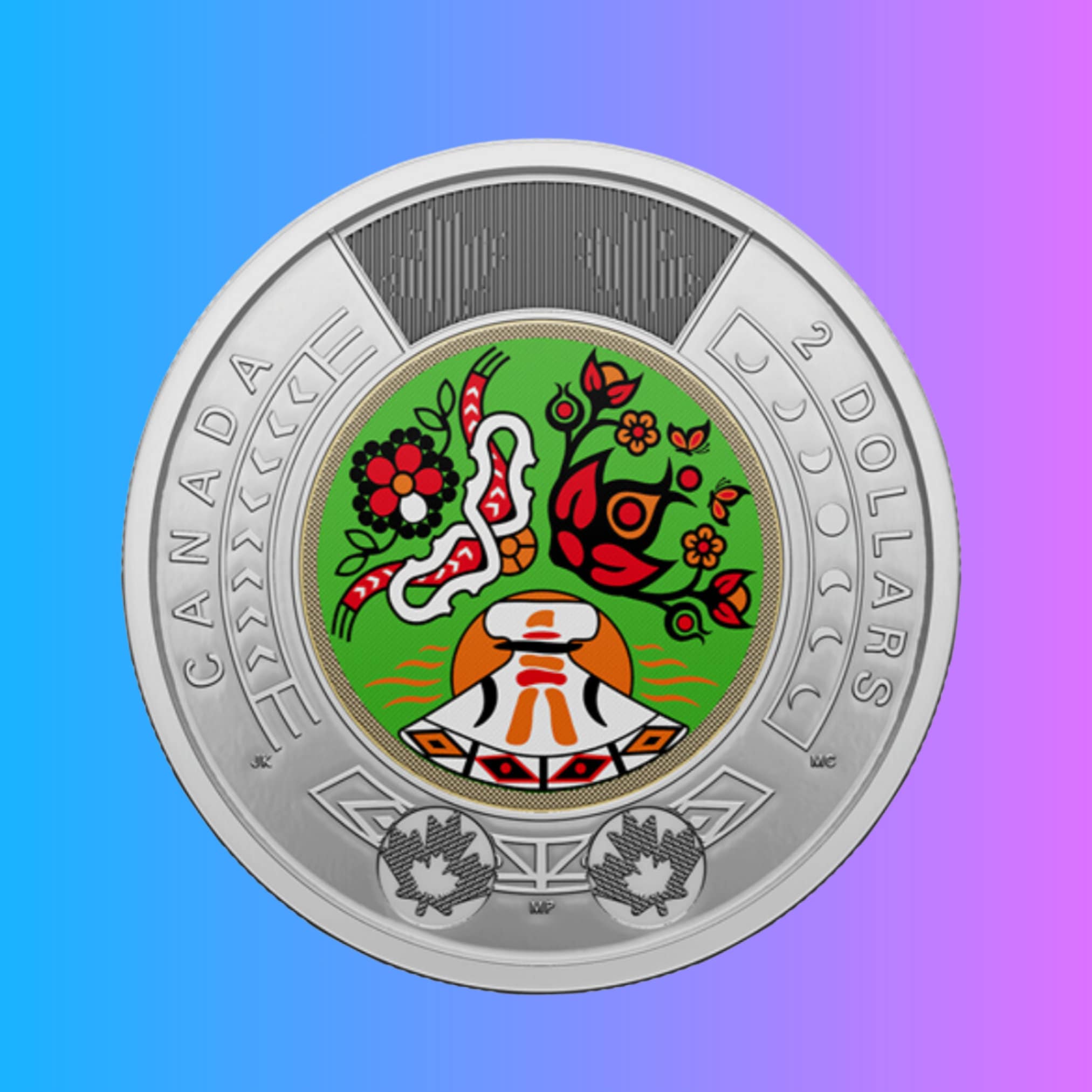 Coloured Indigenous Peoples Day Toonie, 2023 Canadian Rare 2 Dollar ...