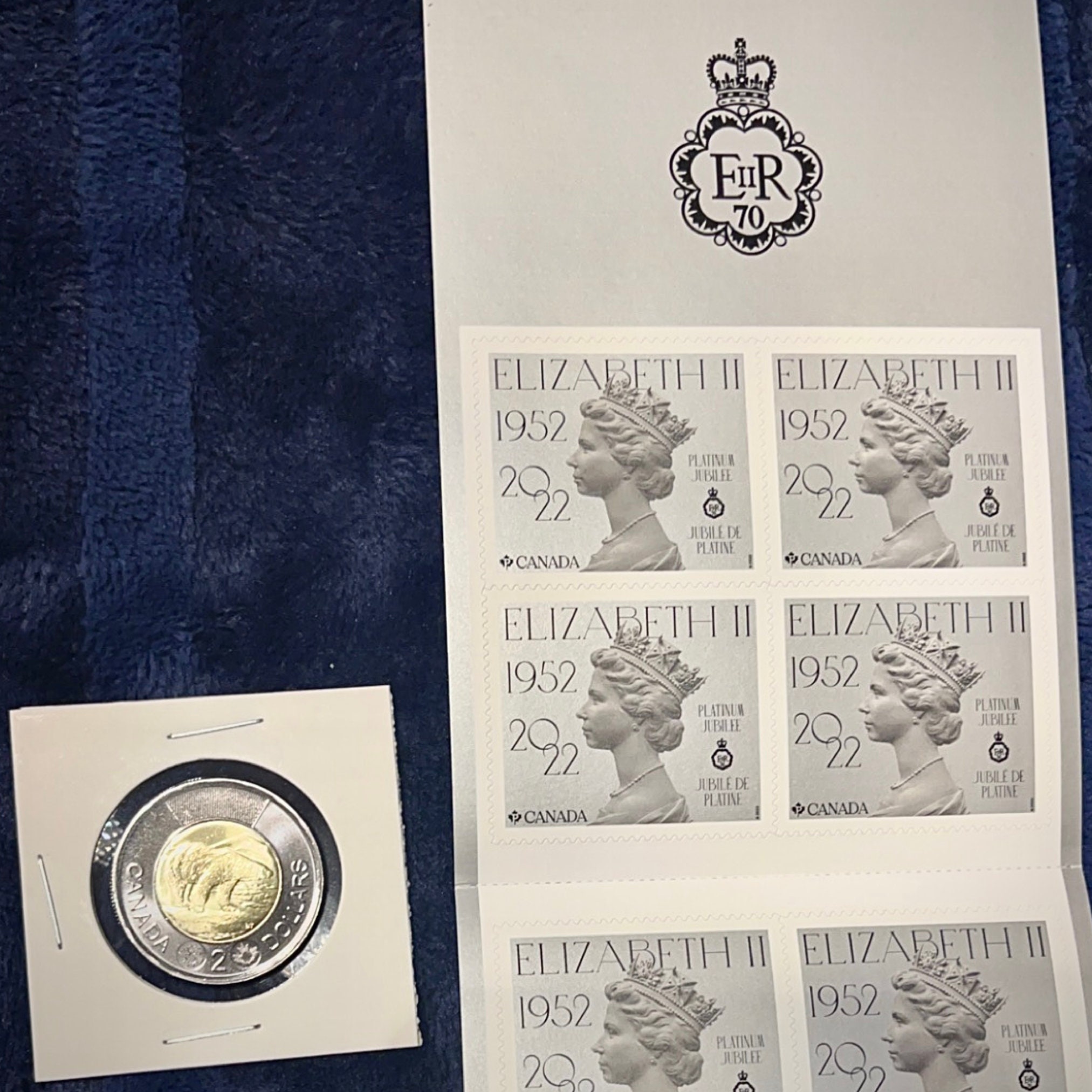 2022 Queen Elizabeth Toonie Stamp Set, Black Ring Toonie Canada ...