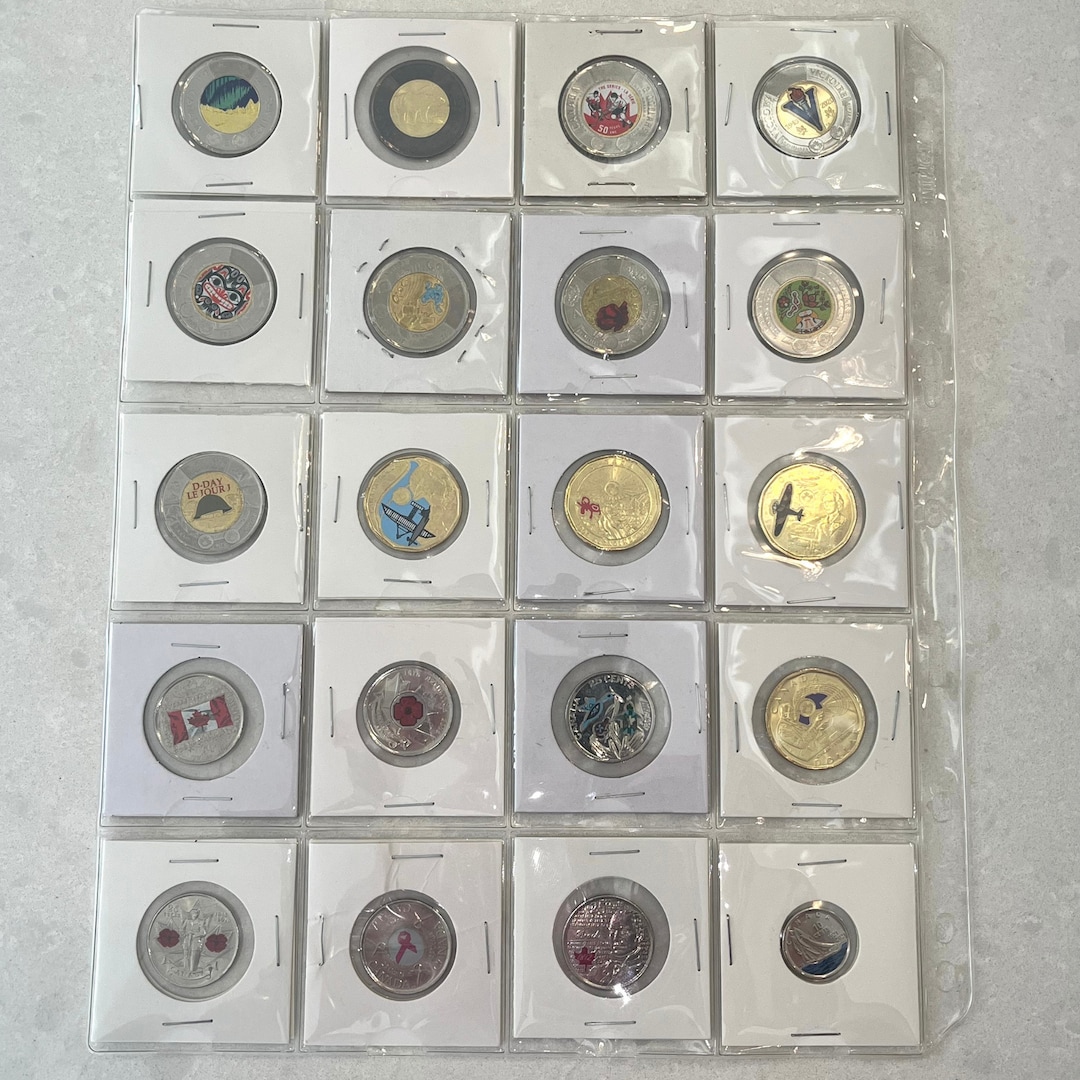 20 Colored Coin Set, Canadian Rare Coins, Random Surprise Mix Lot of 20 ...