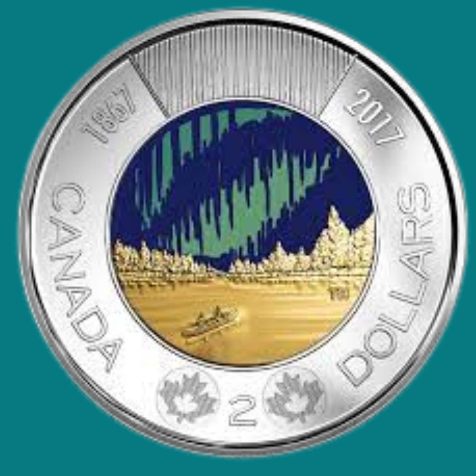 Northern Lights Canadian Toonie | Glow in the Dark Coloured Coin ...