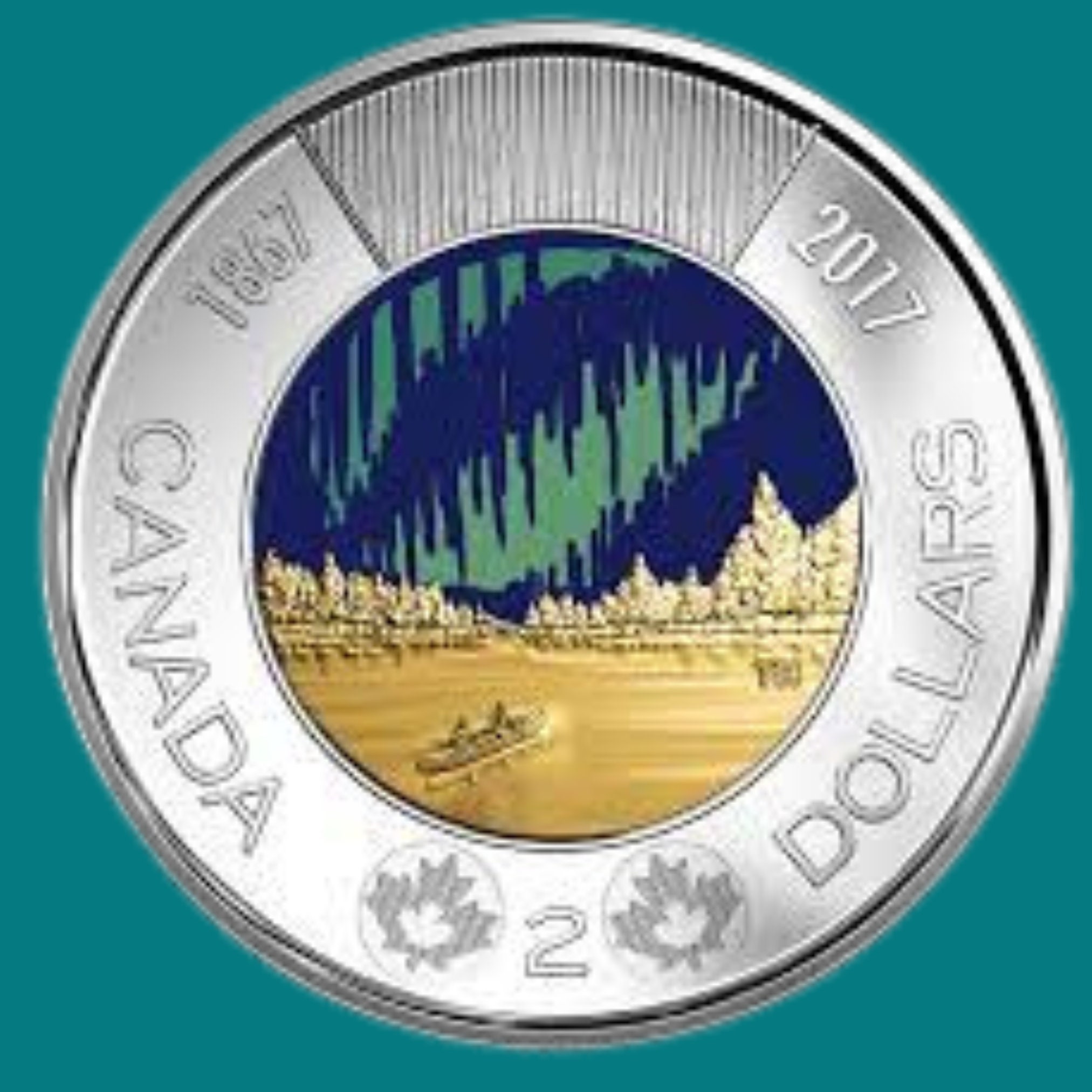Northern Lights Canadian Toonie | Glow in the Dark Coloured Coin ...
