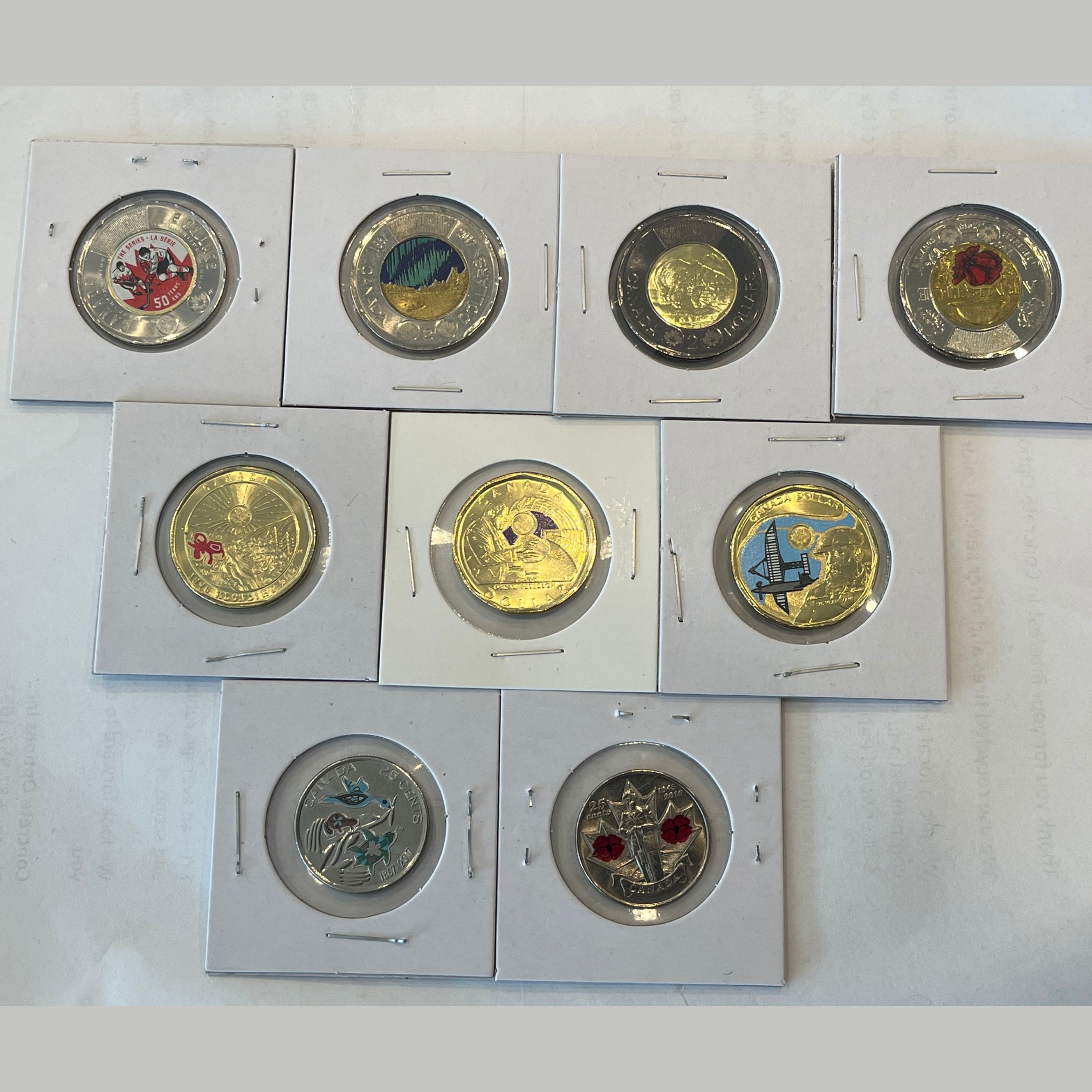 Canada 9 Coloured Coin Collection Set - 2022 Black Ring Toonie - 2017 ...