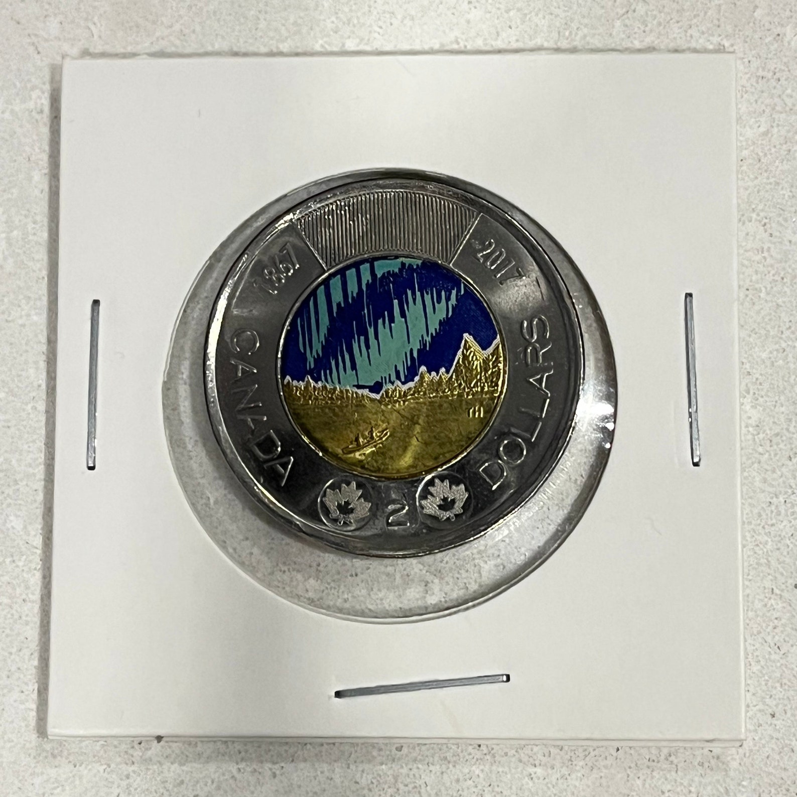 Northern Lights Canadian Toonie | Glow in the Dark Coloured Coin ...