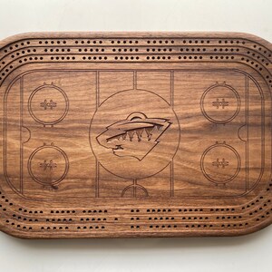 Minnesota Wild Hockey Cribbage Board, Hockey Cribbage, Coaches Gift ...