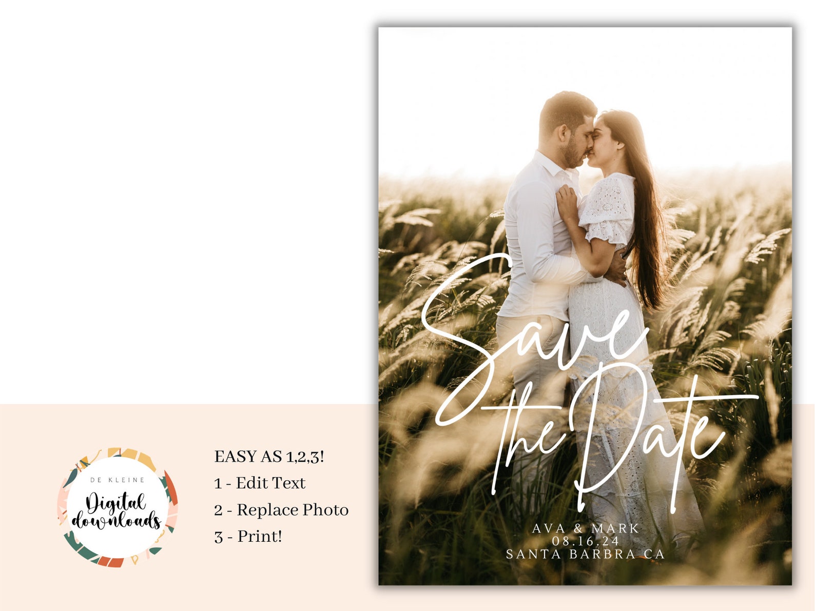 Save The Date Canva Template Custom Printable Save The Date Etsy