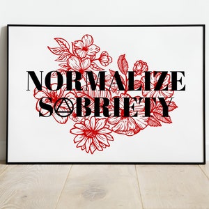 Normalize Sobriety Inspirational Poster Digital Printable Wall Art Line ...