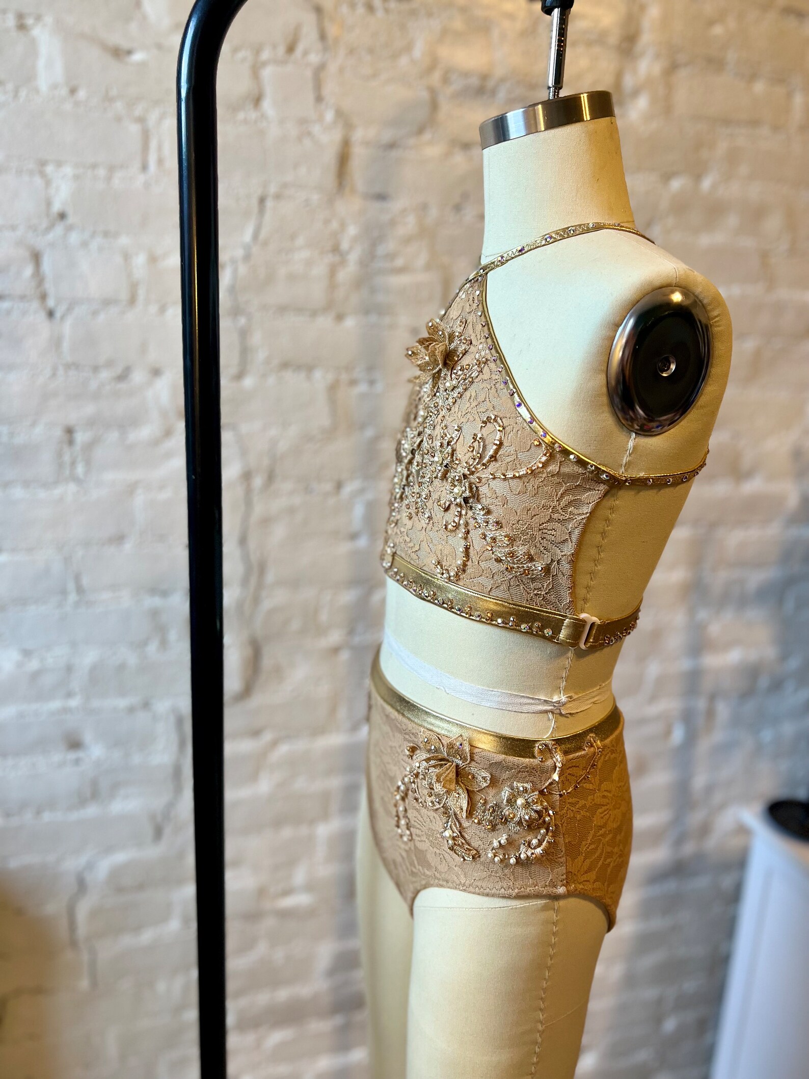 Stunning Beige Two Piece Dance Costume With Gold Trim and Beige ...