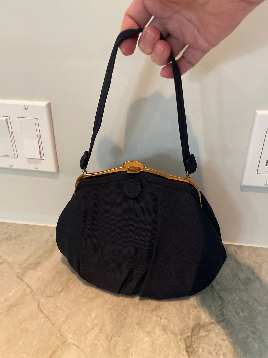 Vintage MM Morris Moskowitz Blue Taffeta Silk Interior Handbag With ...