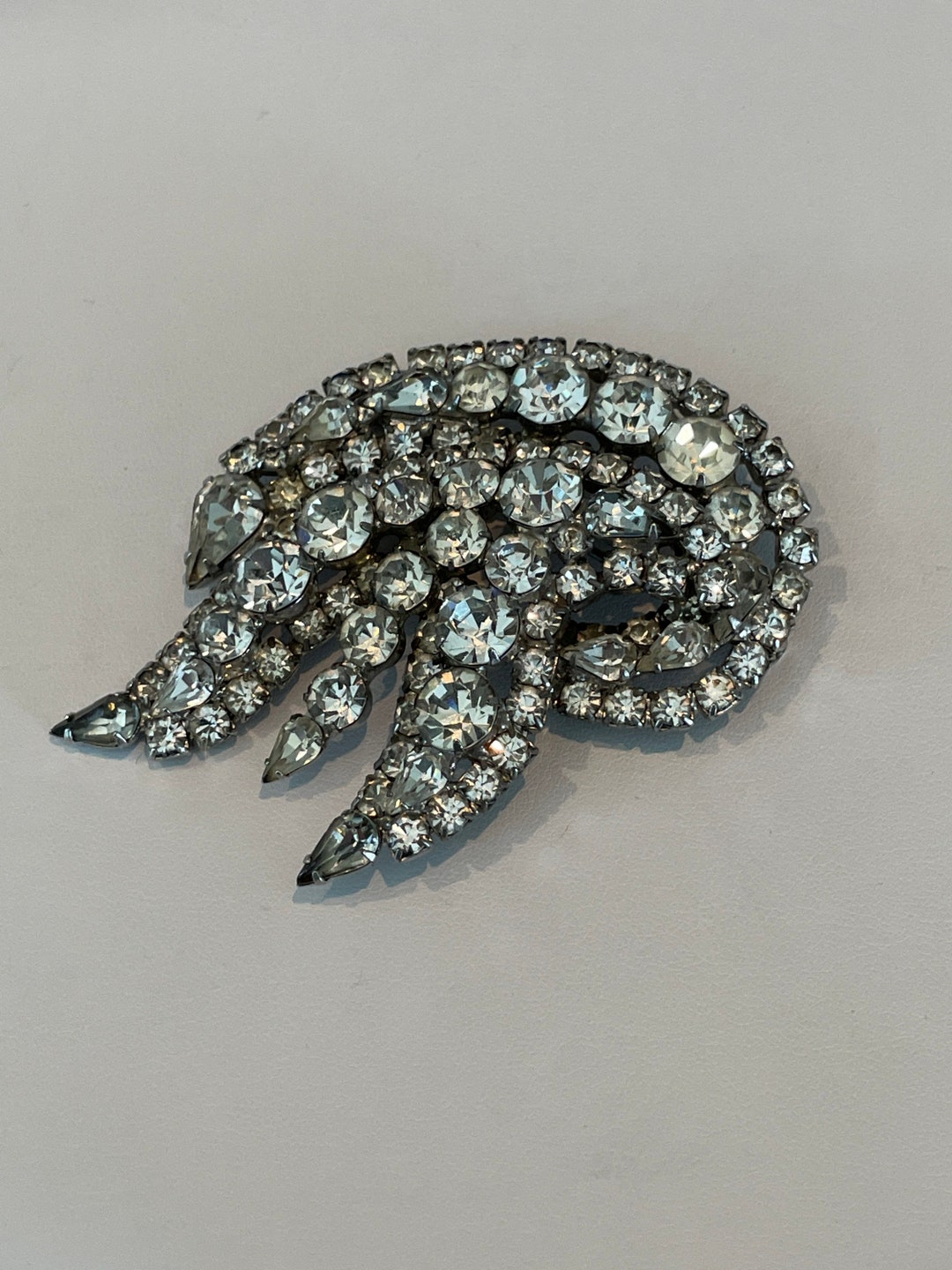 Vintage Large Rhinestone Cascading Waterfall Brooch Pin Bridal Bouquet ...