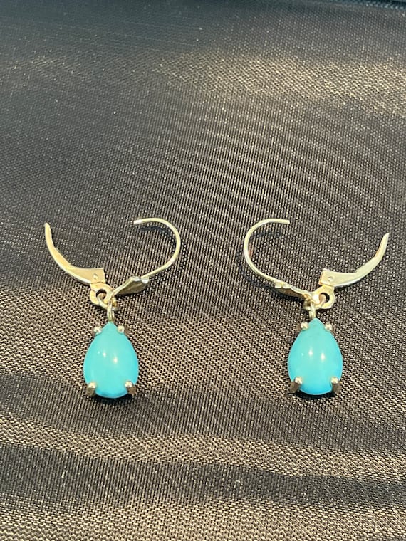 14K Persian Turquoise Dangle Earrings - Gem
