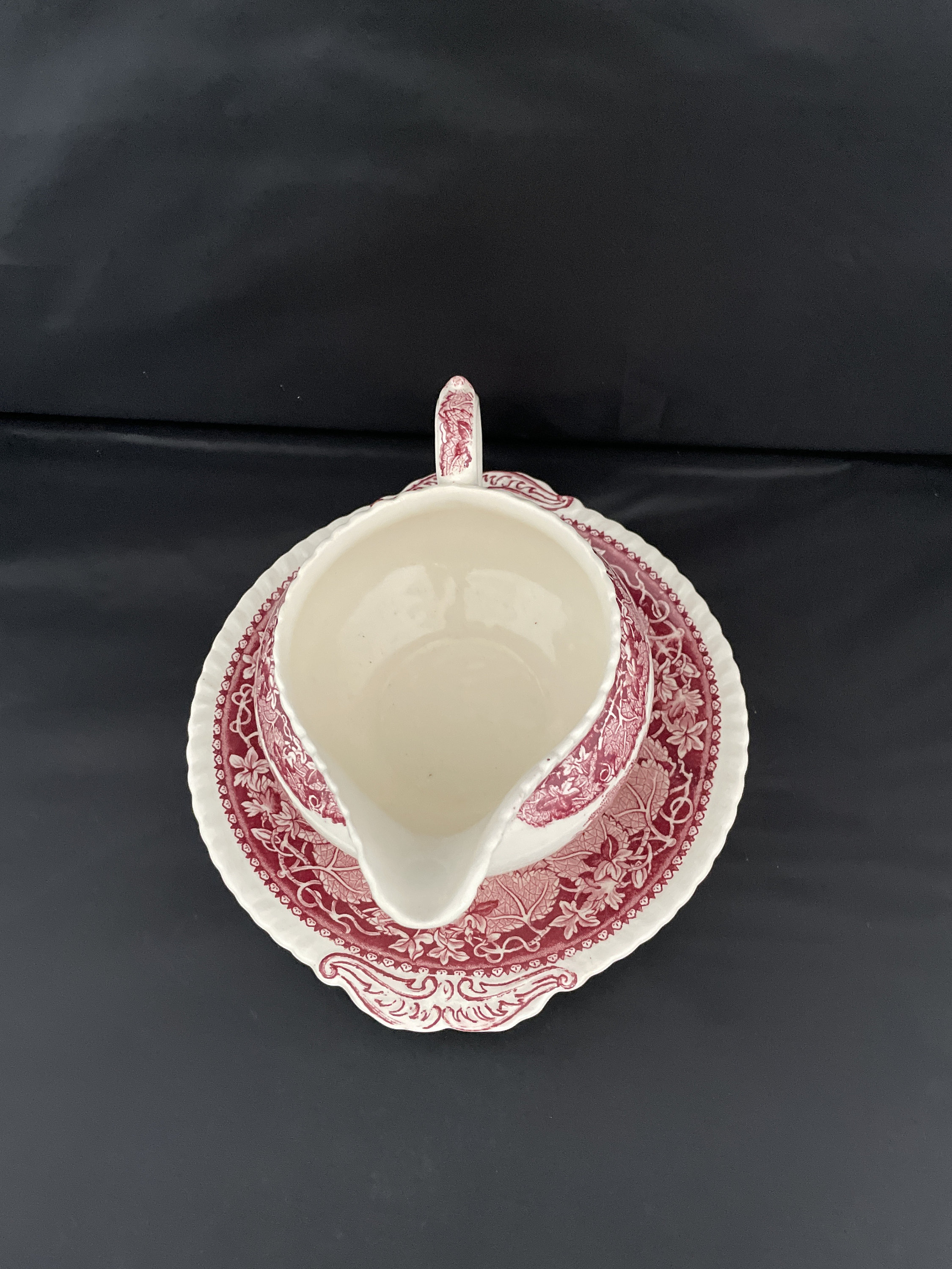 MASONS Ironstone China Gravy Boat and Dish Red and White Vista England ...