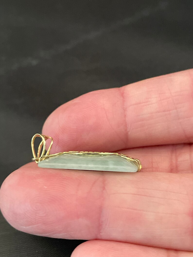 Jade Rectangle 14k Gold Pendant | Etsy