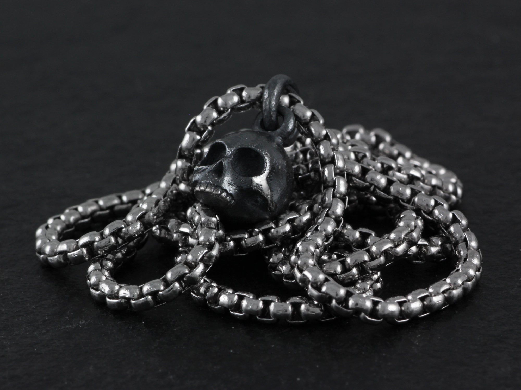 Tiny Skull Necklace Sterling Silver Small Skull Pendant | Etsy