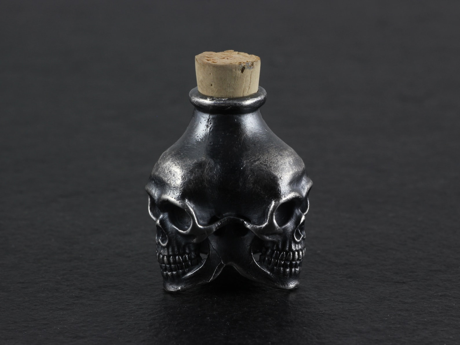 Skull Bottle - Sterling Silver Triple Skull Bottle - Silver Skull ...