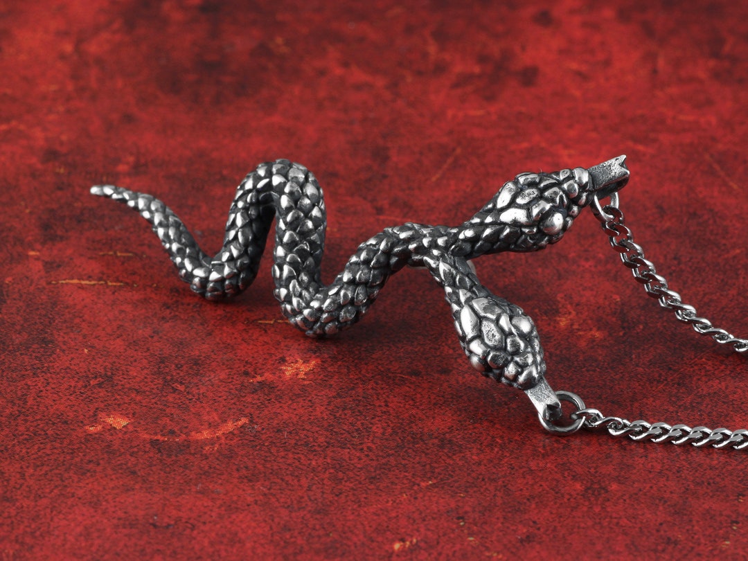 Two Headed Snake Necklace - Sterling Silver 2 Headed Snake Pendant ...